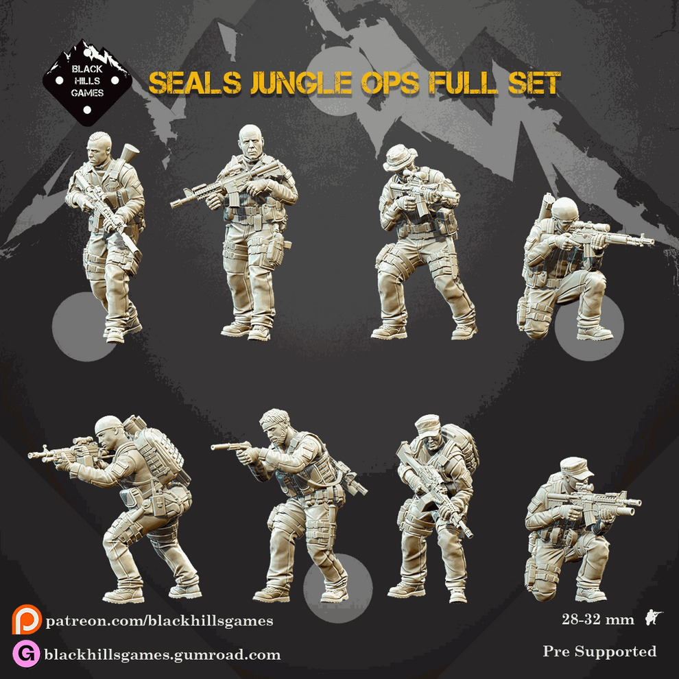 28mm Modern US Navy Seals Jungle Ops Full Set - 7 Miniatures – Special ...