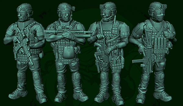 28mm Modern North American 28mm Set with Four Figures Resin Models ...